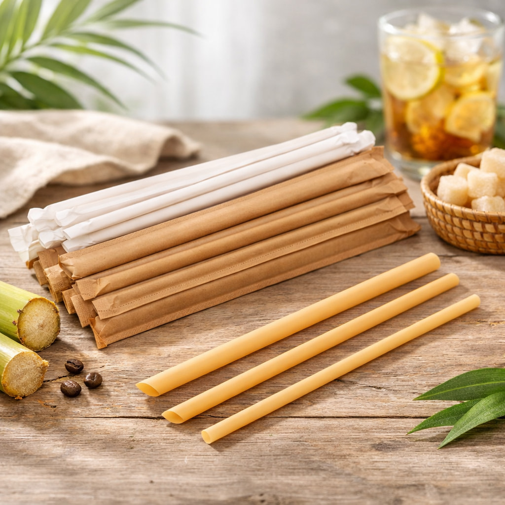 Compostable Bagasse Drinking Straws | 210mm & 230mm Eco-Friendly Straws ...