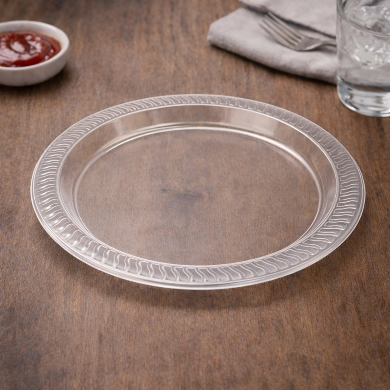 9-Inch Clear PP Round Plate | Disposable Plastic Dinner Plate for Meals ...